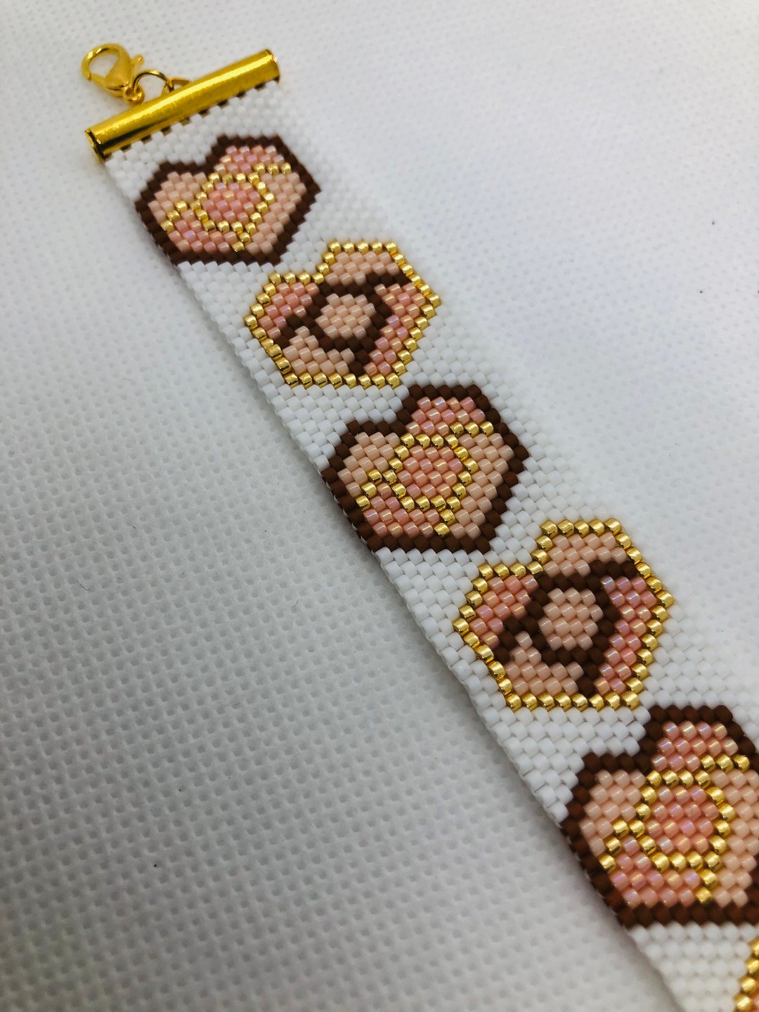 Seed Bead Peyote Heart Design Bracelet - Etsy