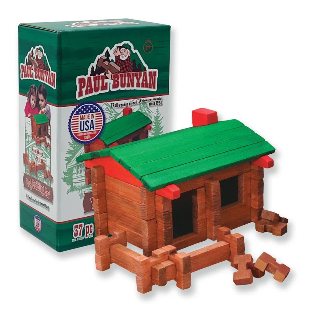 Paul Bunyan Log Cabin Building Set, Made in the USA, Ages 3 & Up - Etsy
