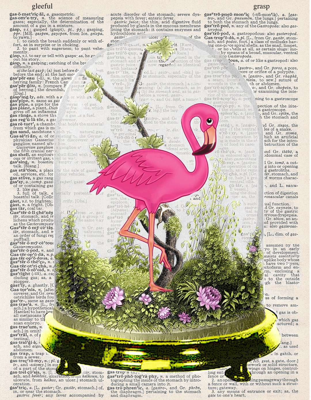 Flamingo Under Glass | Art Print - Etsy