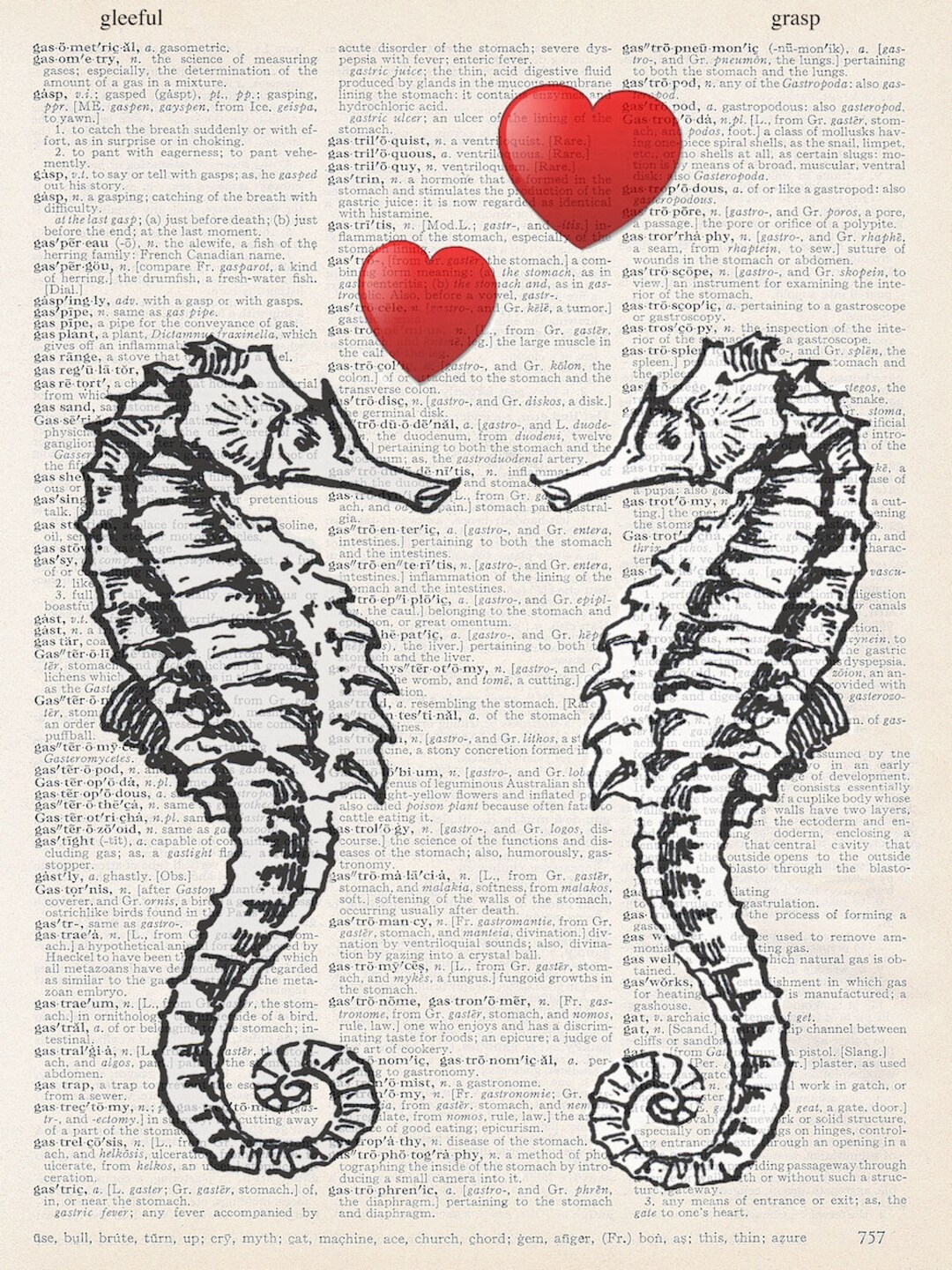 Seahorse Hearts | Art Print - Etsy
