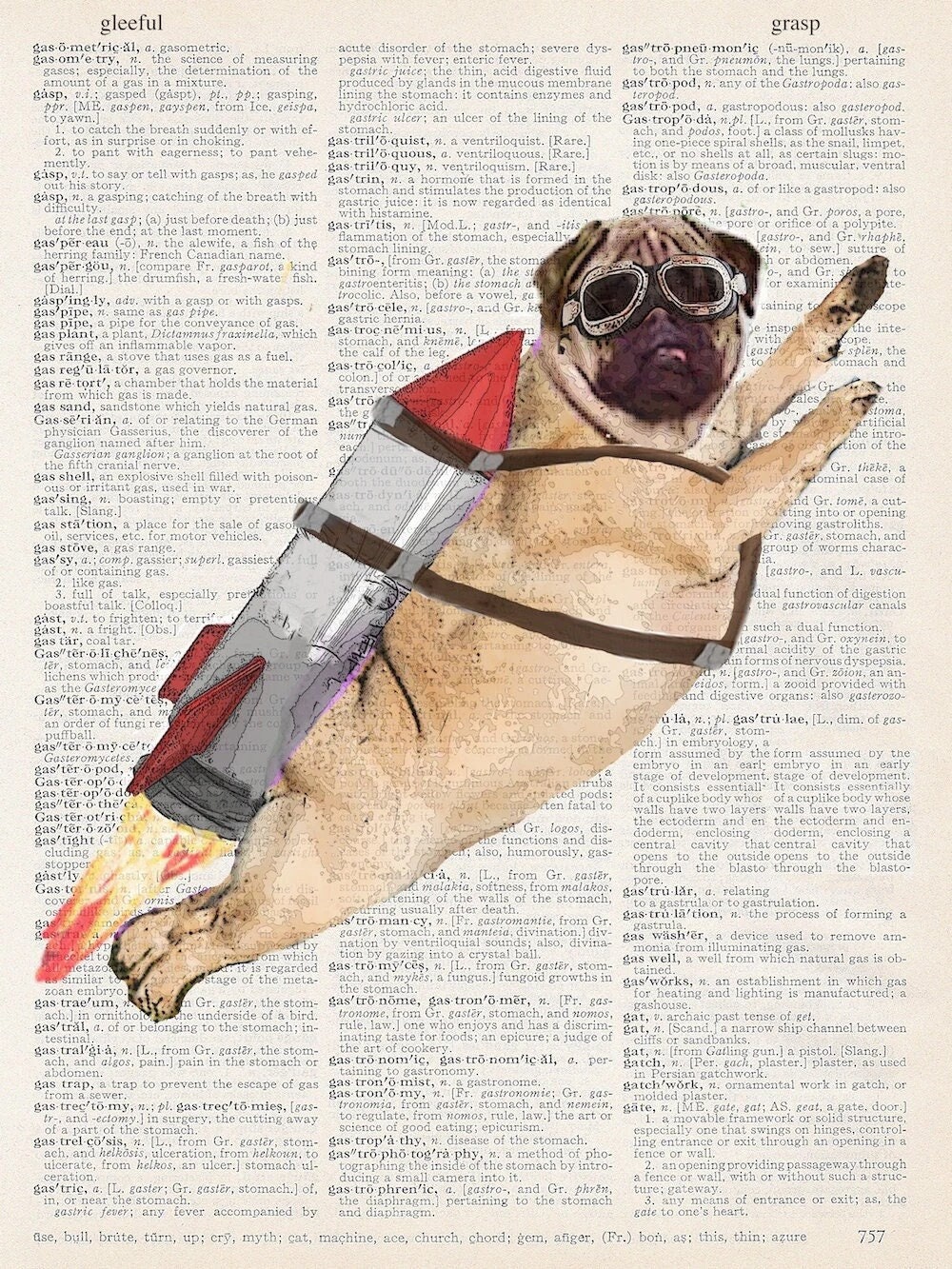 Rocket Pug | Art Print - Etsy