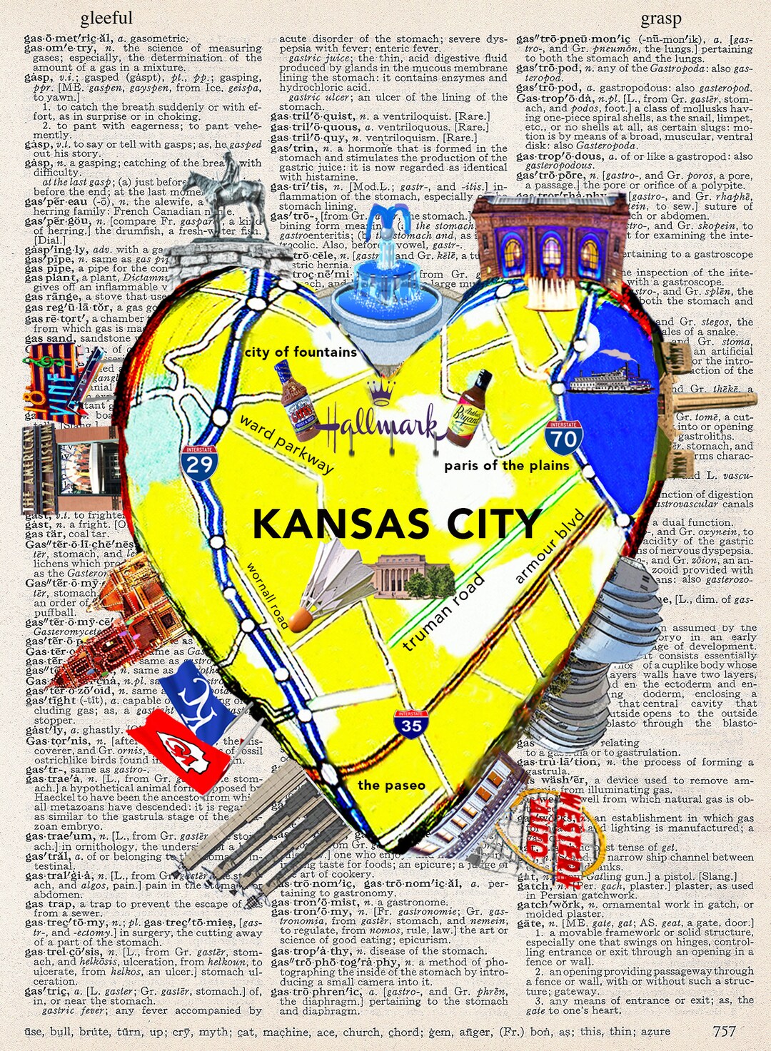 Kansas City Heart | Art Print - Etsy