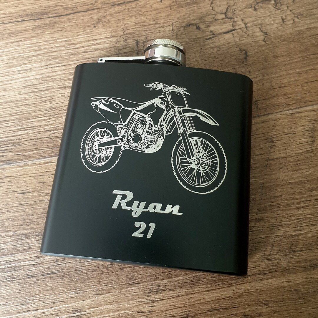 Personalised off Road Motocross Dirt Bike Hip Flask - Choice of Colours ...