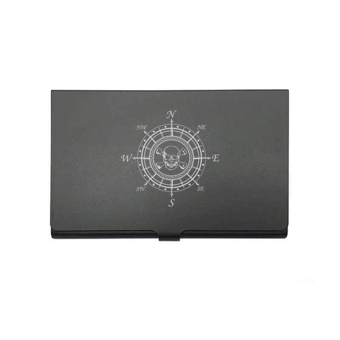 Personalised Skull and Crossbones Compass Card Holder – Nautical Ocean ...