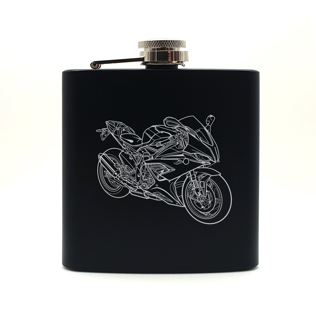 Personalised BMW S1000RR Motorcycle Hip Flask 6oz Steel Perfect Bikers ...