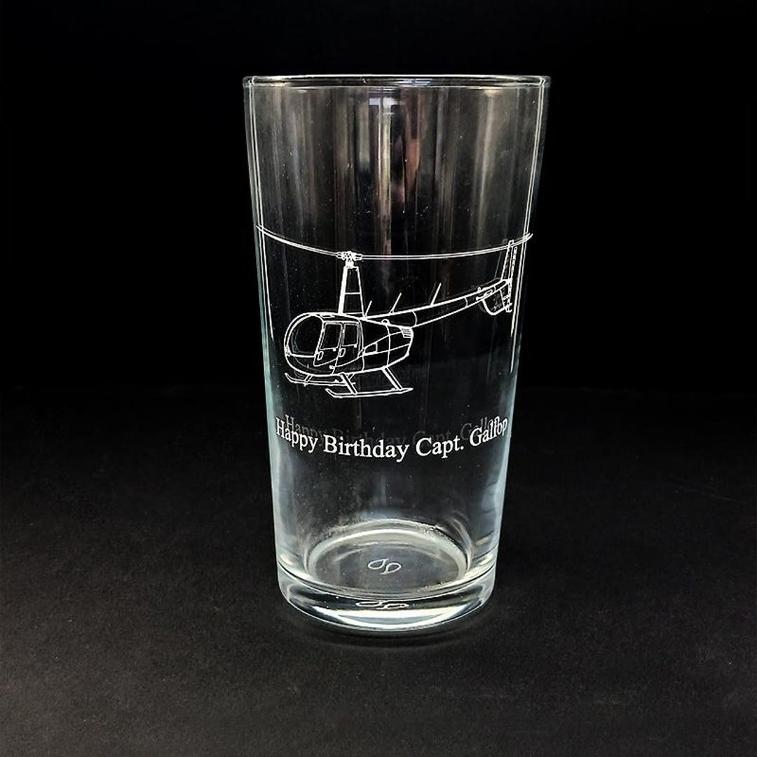 Engraved Robinson R44 Helicopter Beer Glass | Themed Aviation Pilot ...