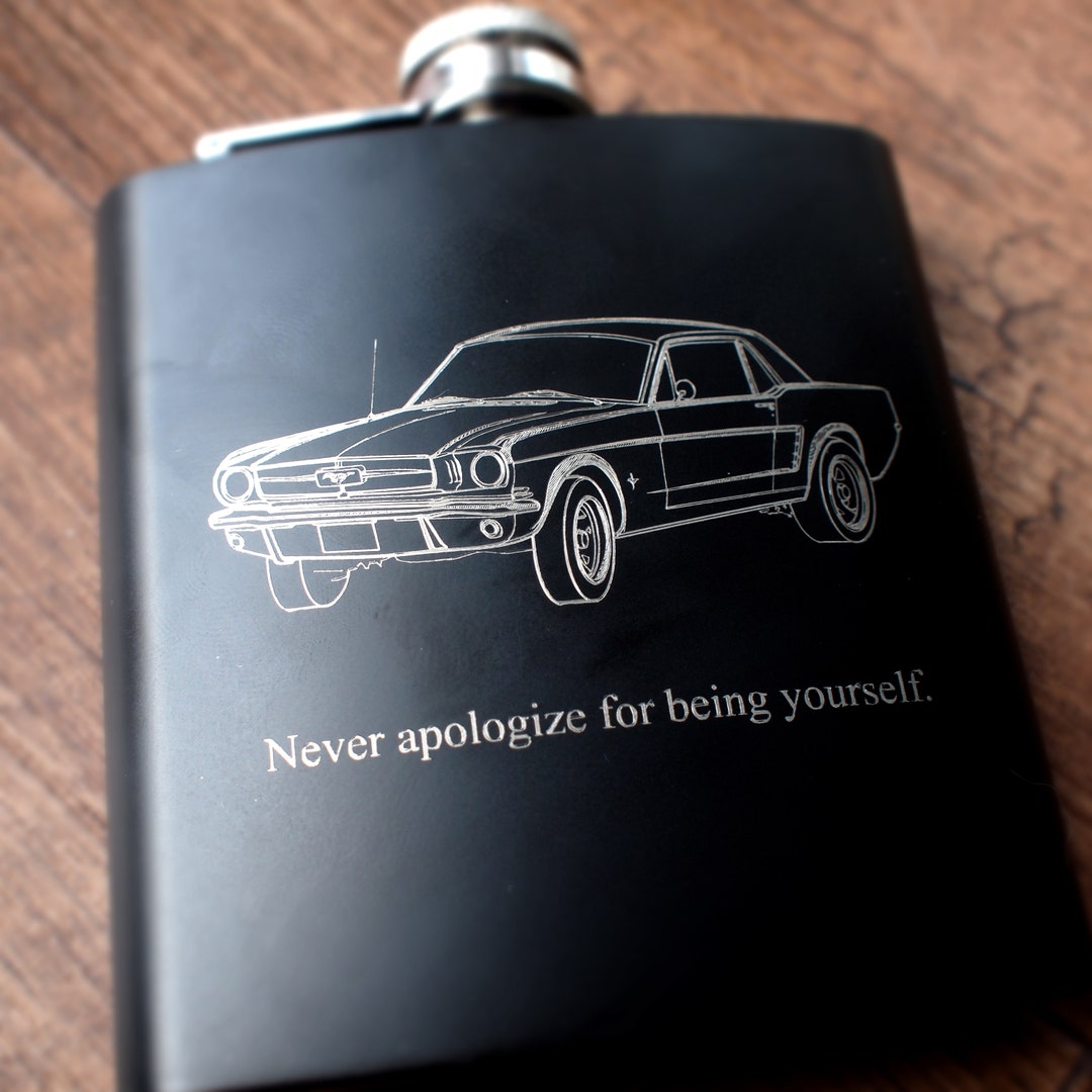 Classic Ford Mustang Coupe Car Hip Flask - 6oz Choice of Colours ...