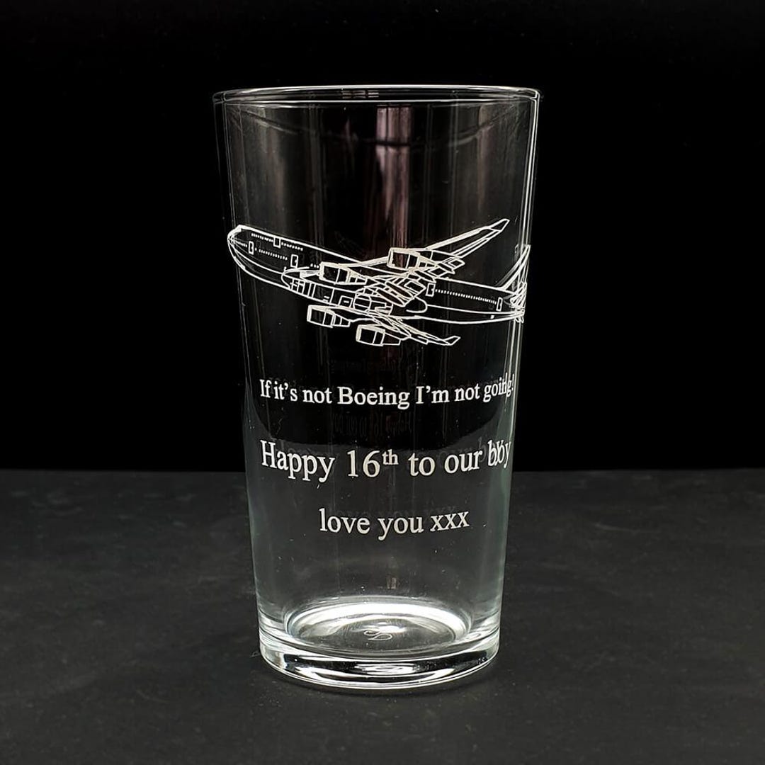 Personalised Boeing 747 Aircraft Beer Glass | Themed Aviation Pilot ...