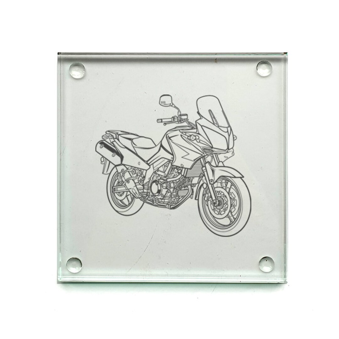 Suzuki V-strom 650 Motorcycle Square Glass Coaster - Diamond Engraved ...