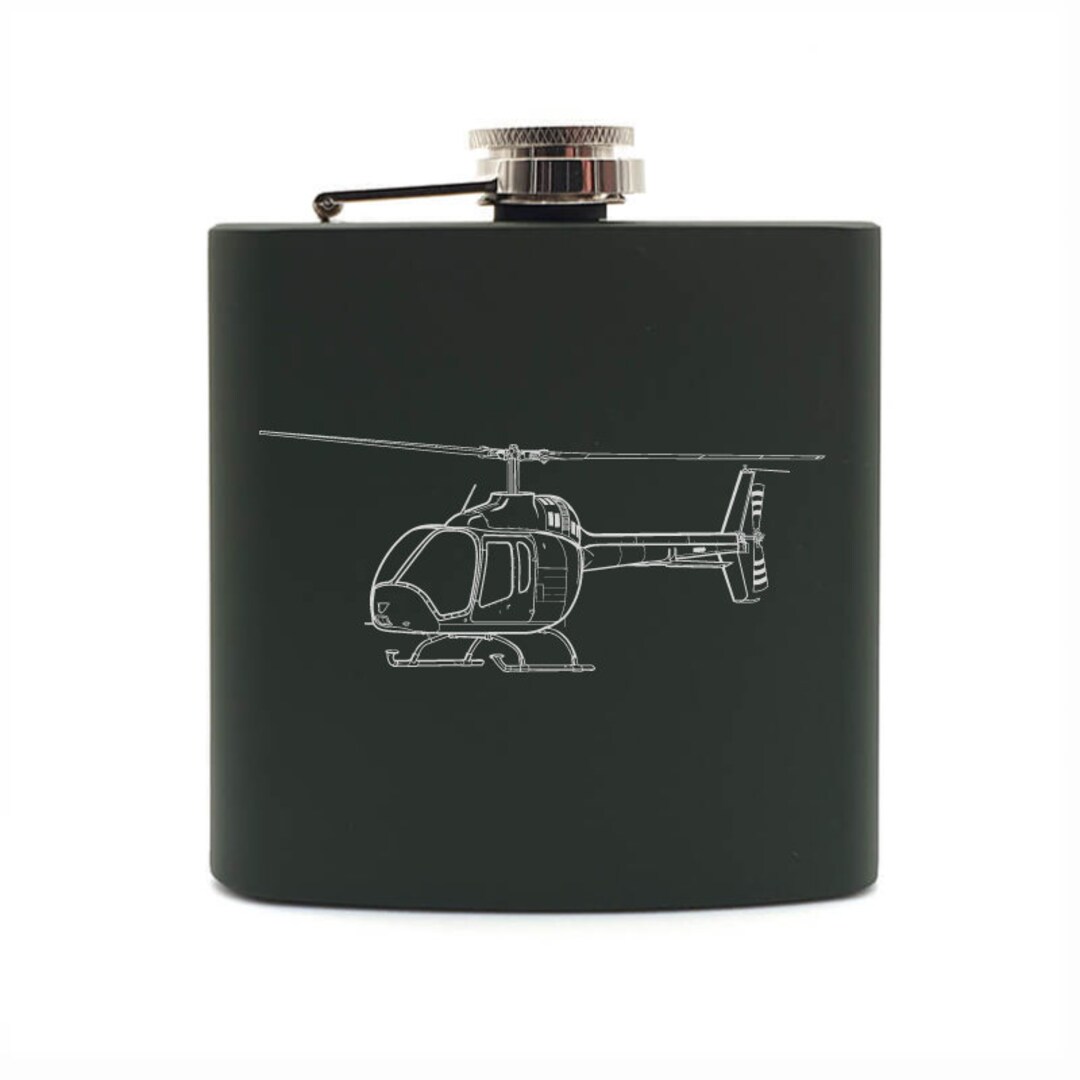 Bell 505 Jet Ranger Helicopter Pilots 6oz Stainless Steel Hip Flask - 8 ...