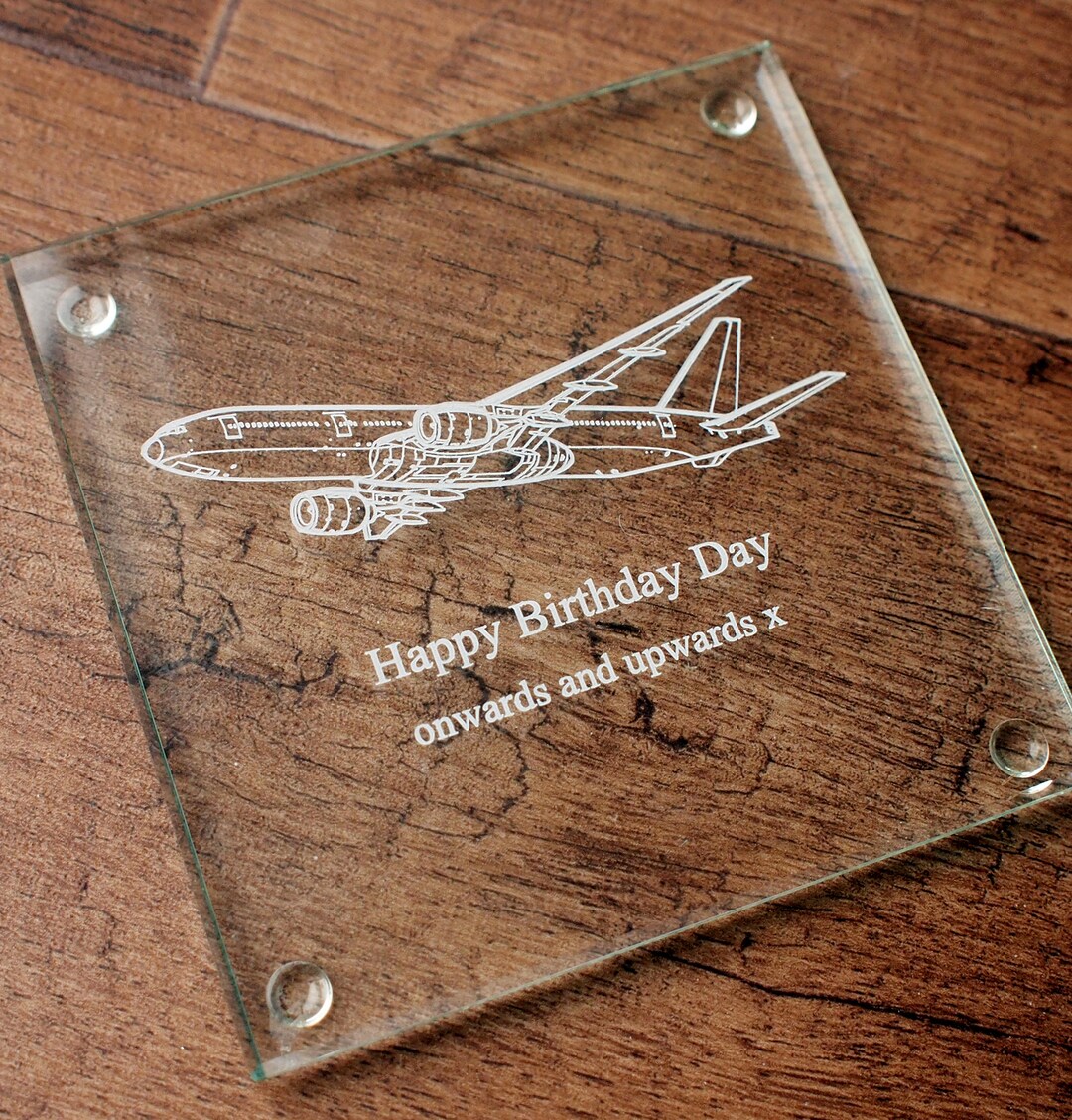 Personalised Boeing 777 Aircraft Square Glass Table Coaster - Superb ...