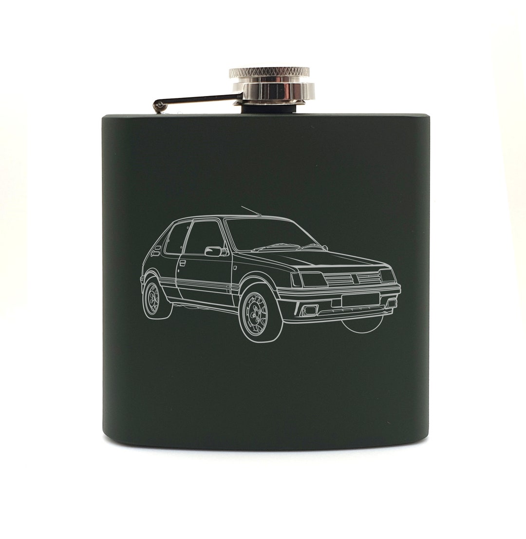 Personalised Peugeot 205 GTI Car 6oz Stainless Steel Hip Flask - Ideal ...