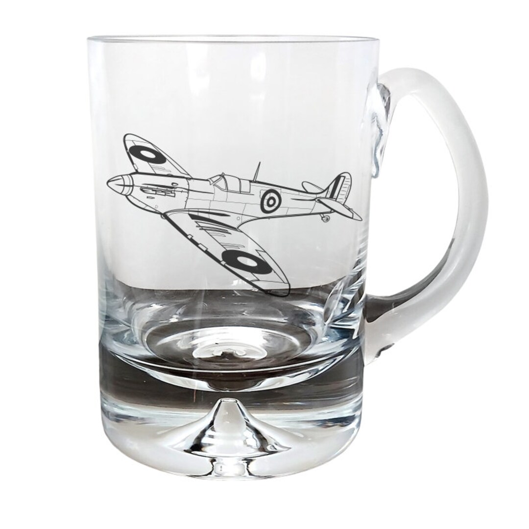 Supermarine Spitfire Aircraft Glass Tankard Vintage Bomber Plane ...
