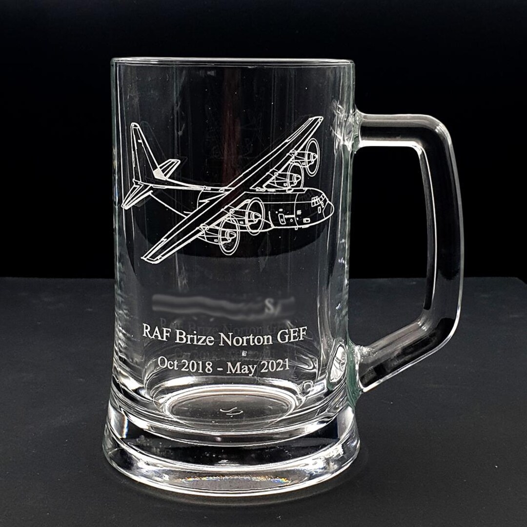 Personalised C130 Hercules Aircraft Tankard Glass - Choose Tankard ...