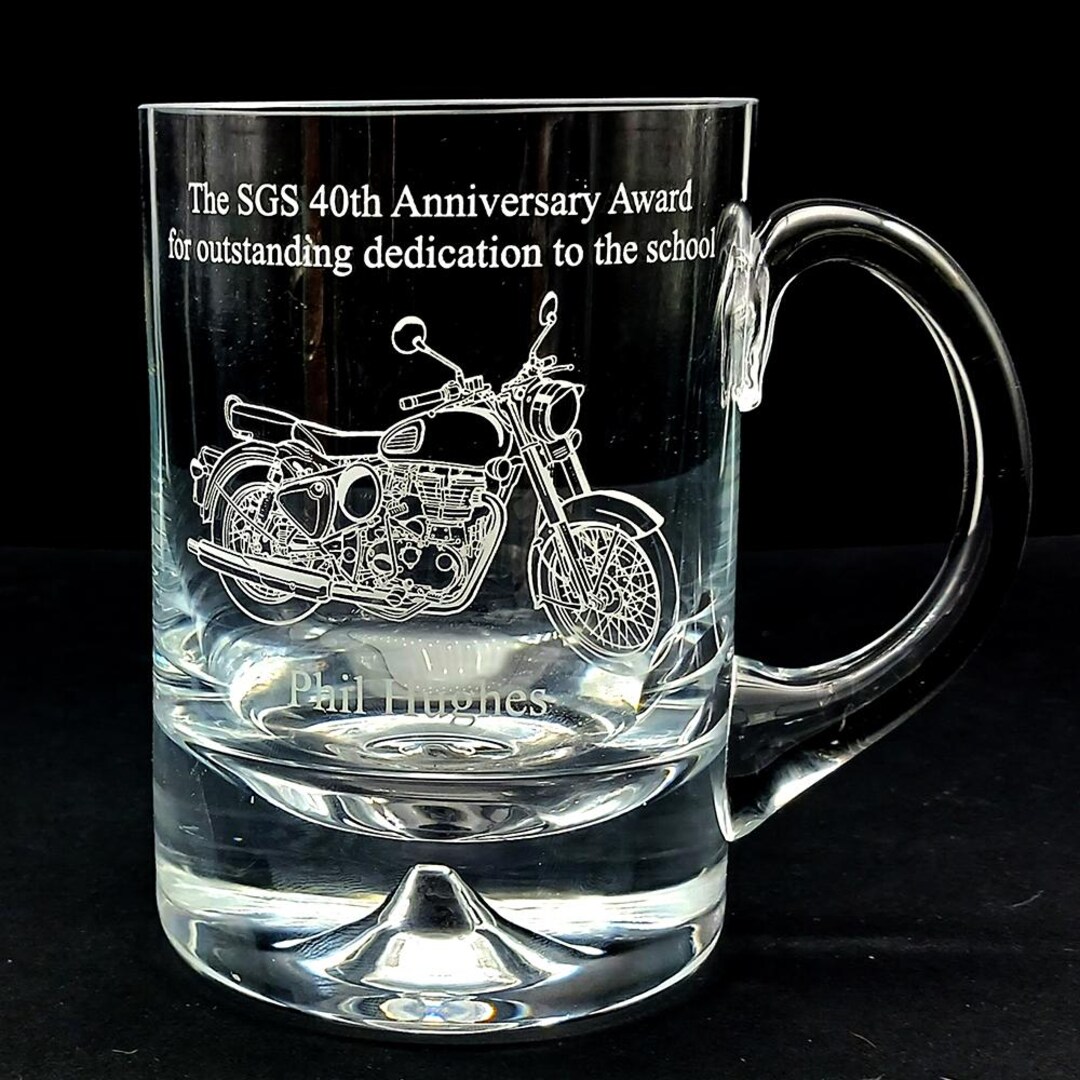 Engraved Royal Enfield Classic 500 Motorcycle Glass Tankard - Choose ...