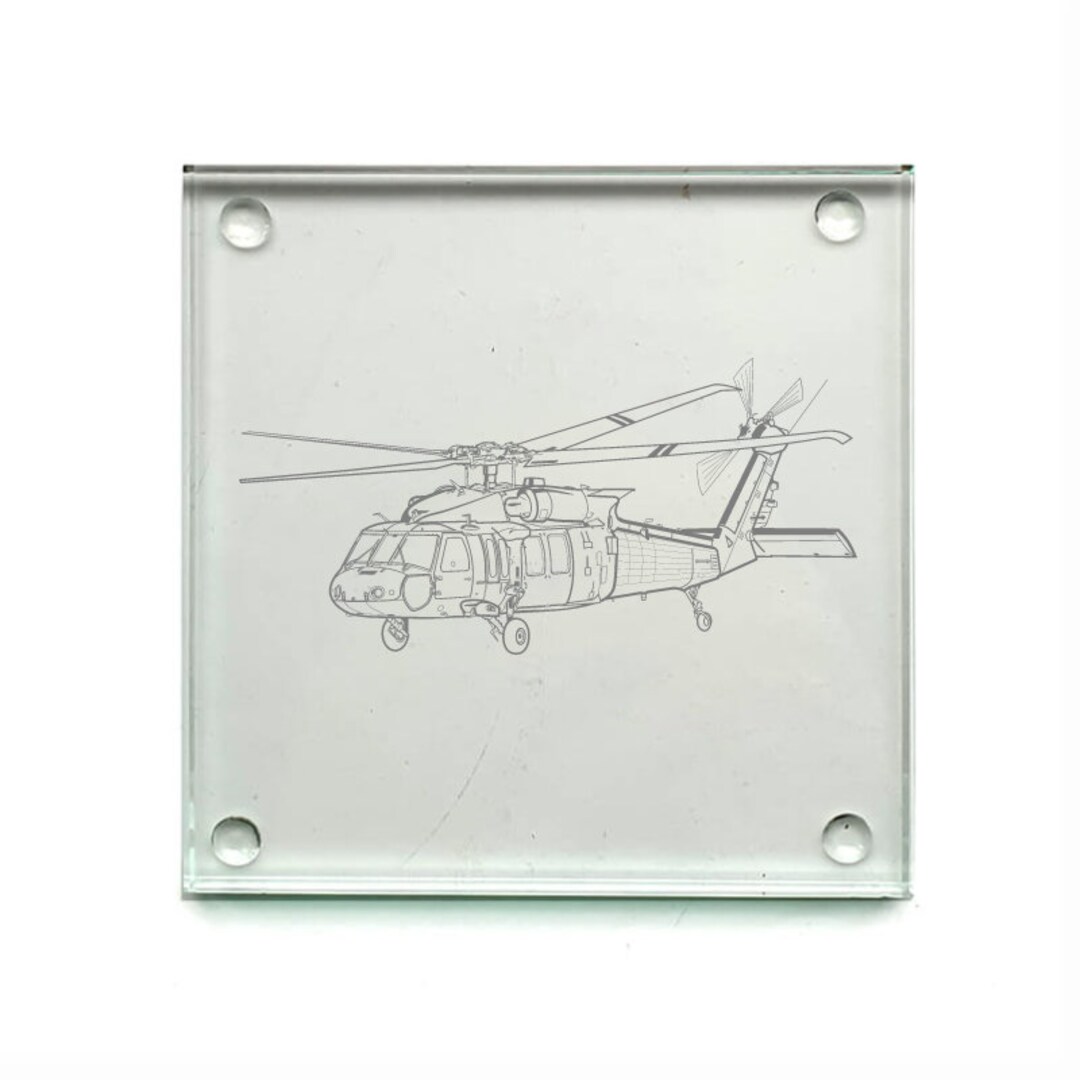 UH60 Blackhawk Helicopter Square Glass Drink Table Coaster ...
