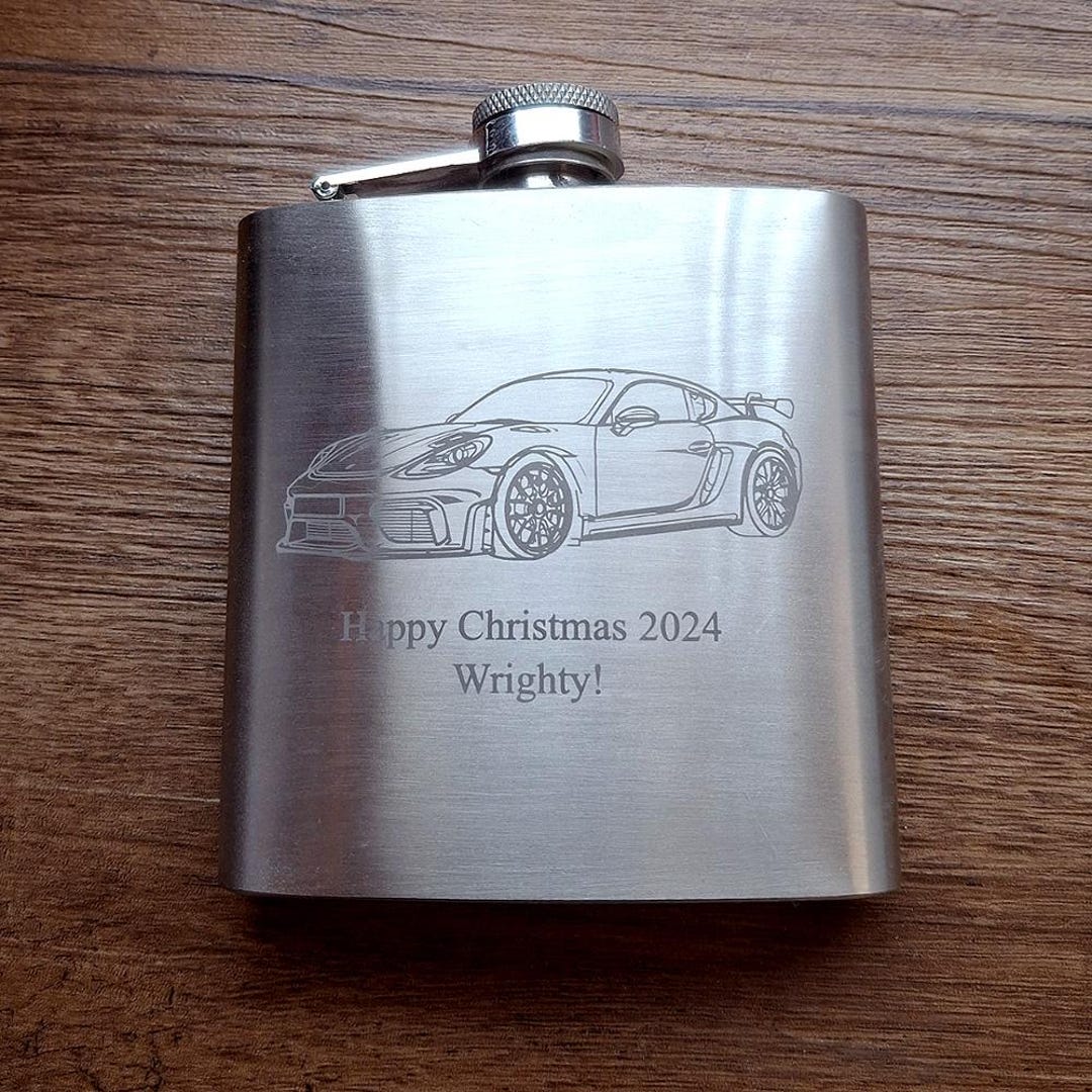 GT4 RS Car 6oz Steel Hip Flask - Ideal Personalised Birthday Wedding ...