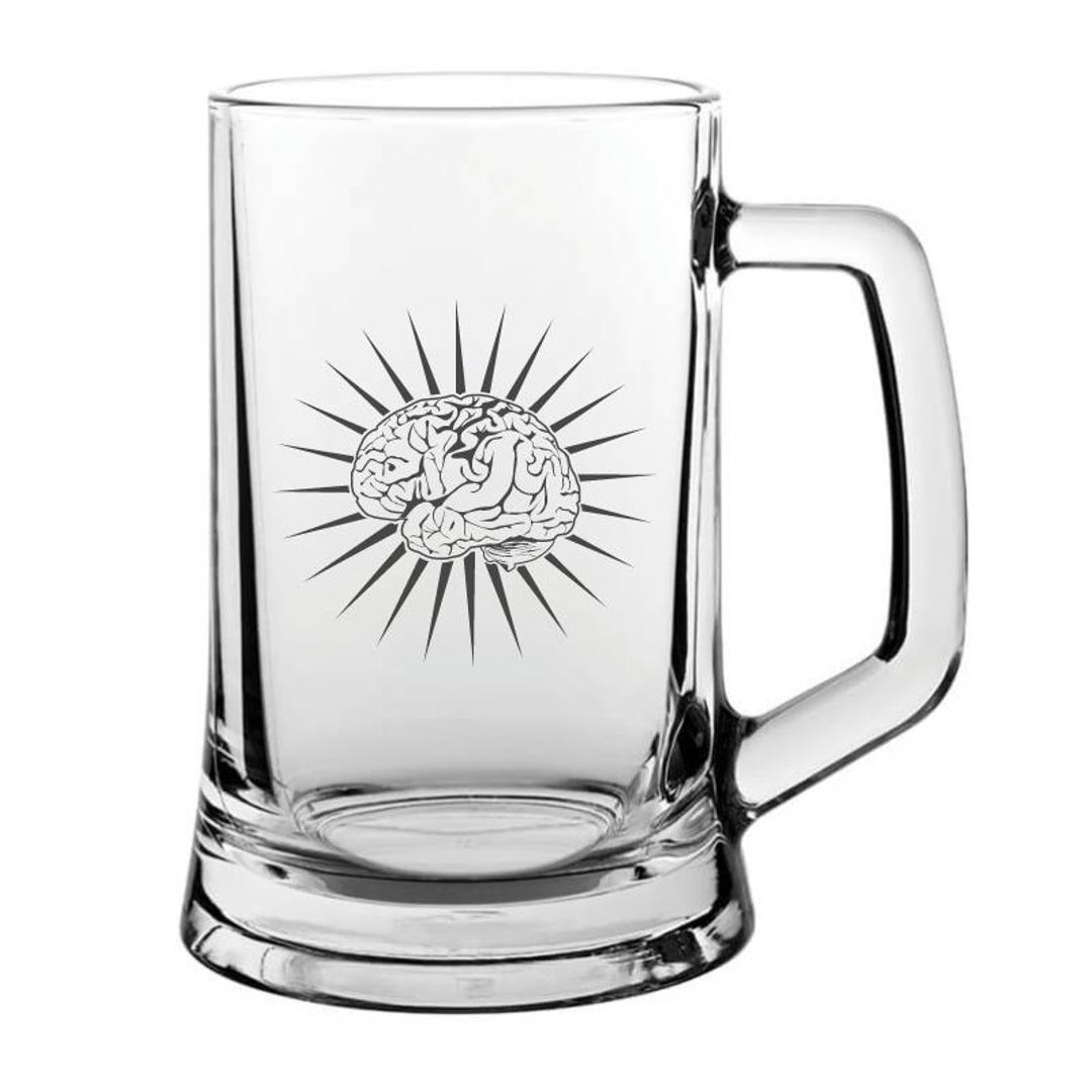 Personalised Brain Design Glass Tankard - Choose Tankard Design ...