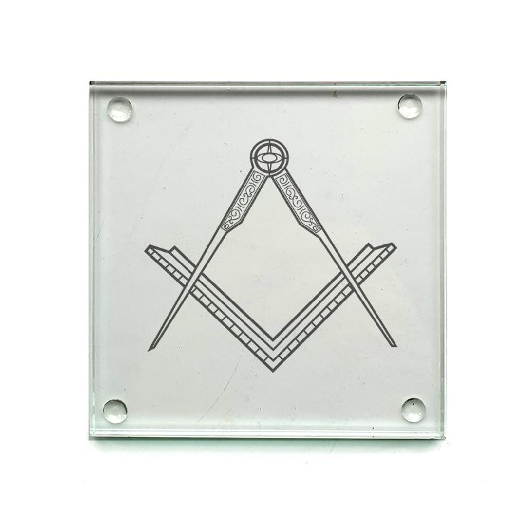 Masonic Compass & Set Square Glass Drinks Coaster - Etsy