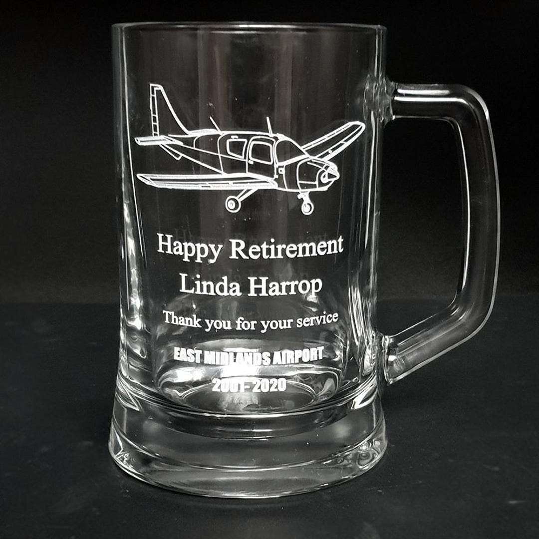 Personalised Piper PA28 Aircraft Glass Tankard - Choose Tankard Design ...