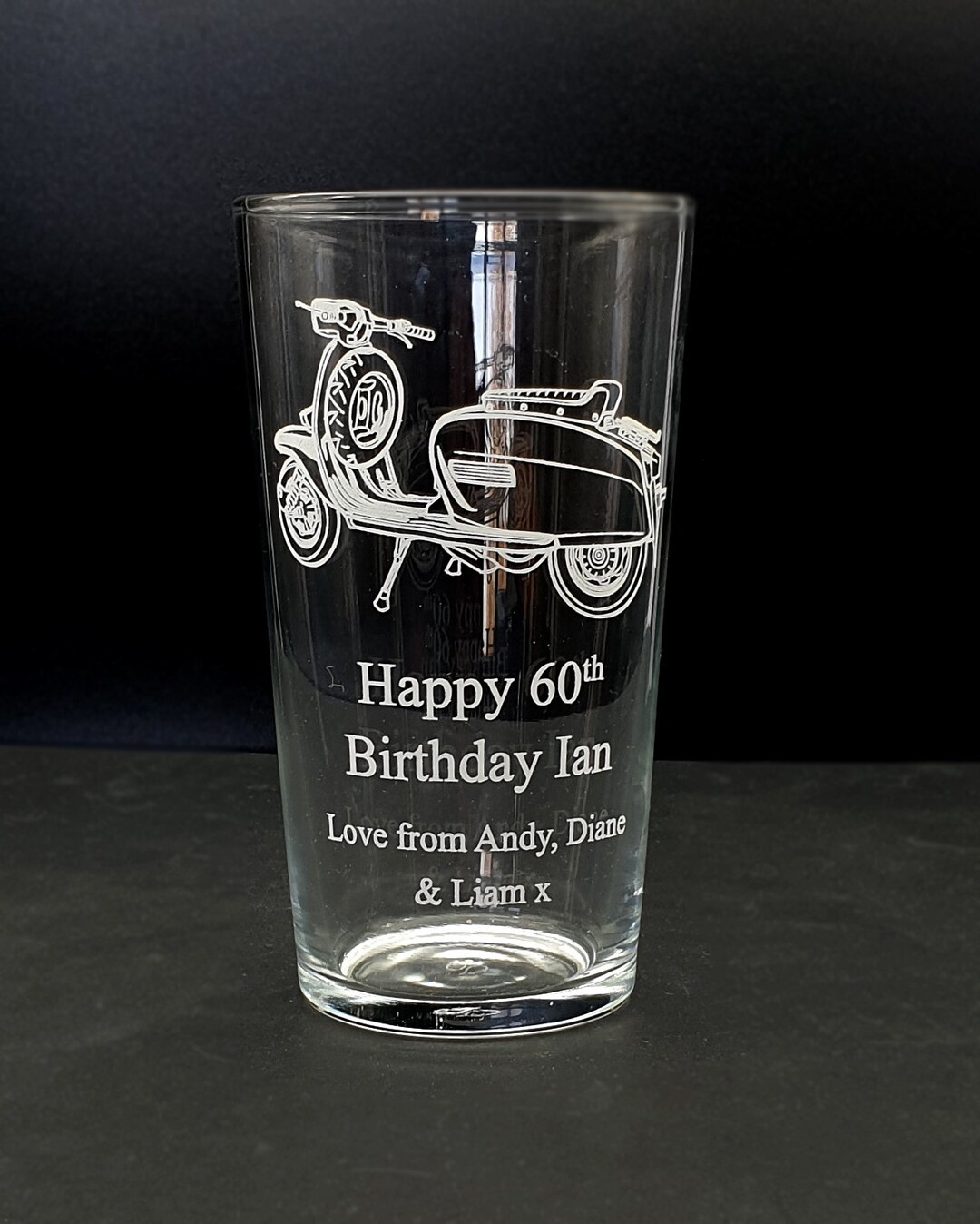 Personalised Lambretta Scooter Conical Beer Glass - Superb Engraved ...