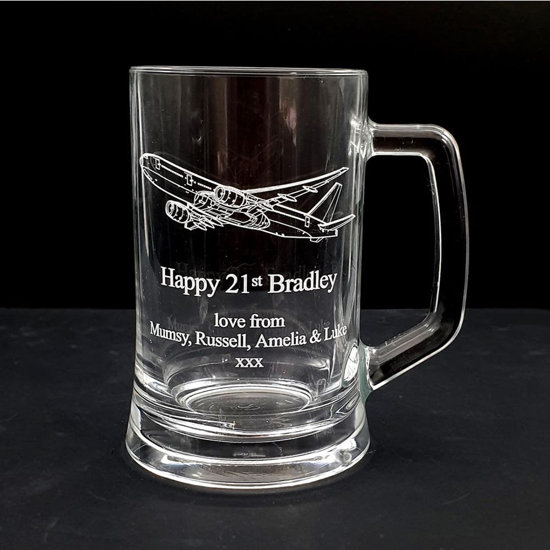 Personalised Boeing 777 Aircraft Tankard Glass - Choose Tankard Design ...