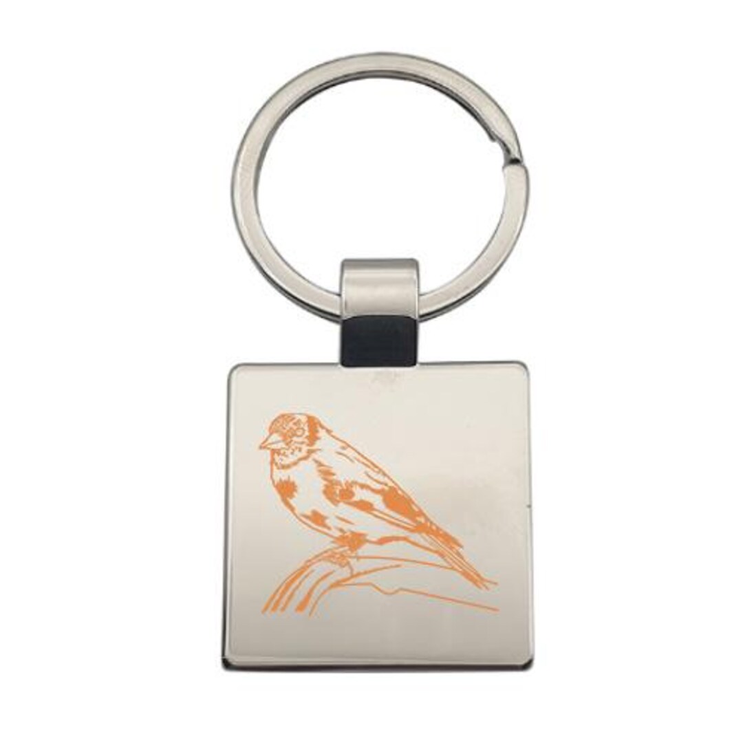 Personalised Golden Fitch Bird Keyring - Choose Design - Nature Animal ...