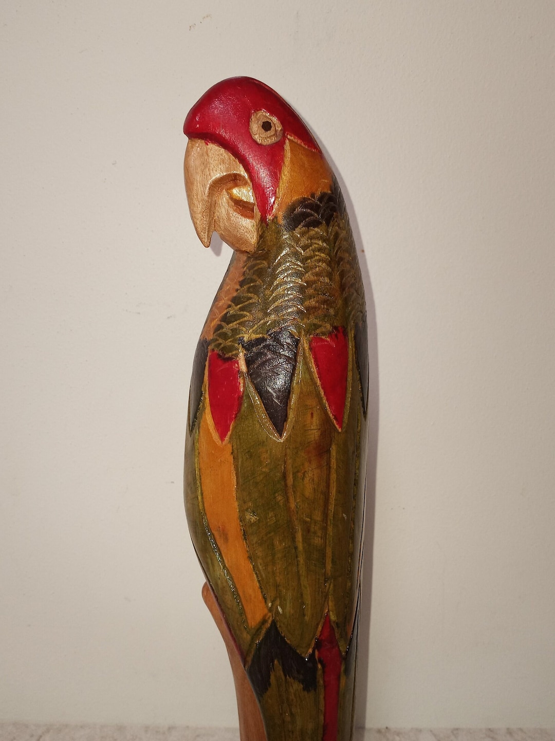 Hand-carved Wooden Parrot With Attitude. Rustic, Primitive Parrot on a ...