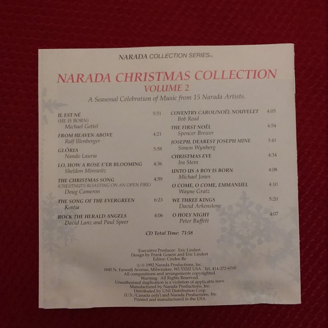 Vintage Narada Christmas Collection, Vol. 2 CD. New-age Seasonal Music ...