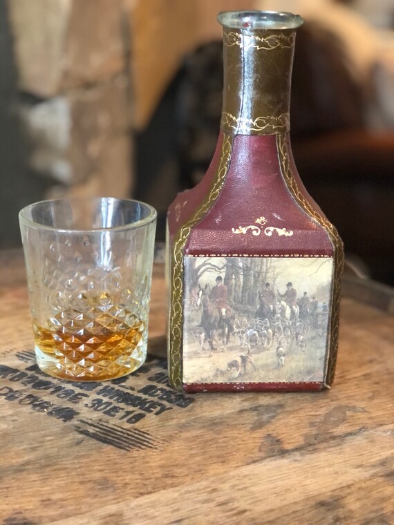 Antique Hunting Party Leather Decanter Bottle - Etsy