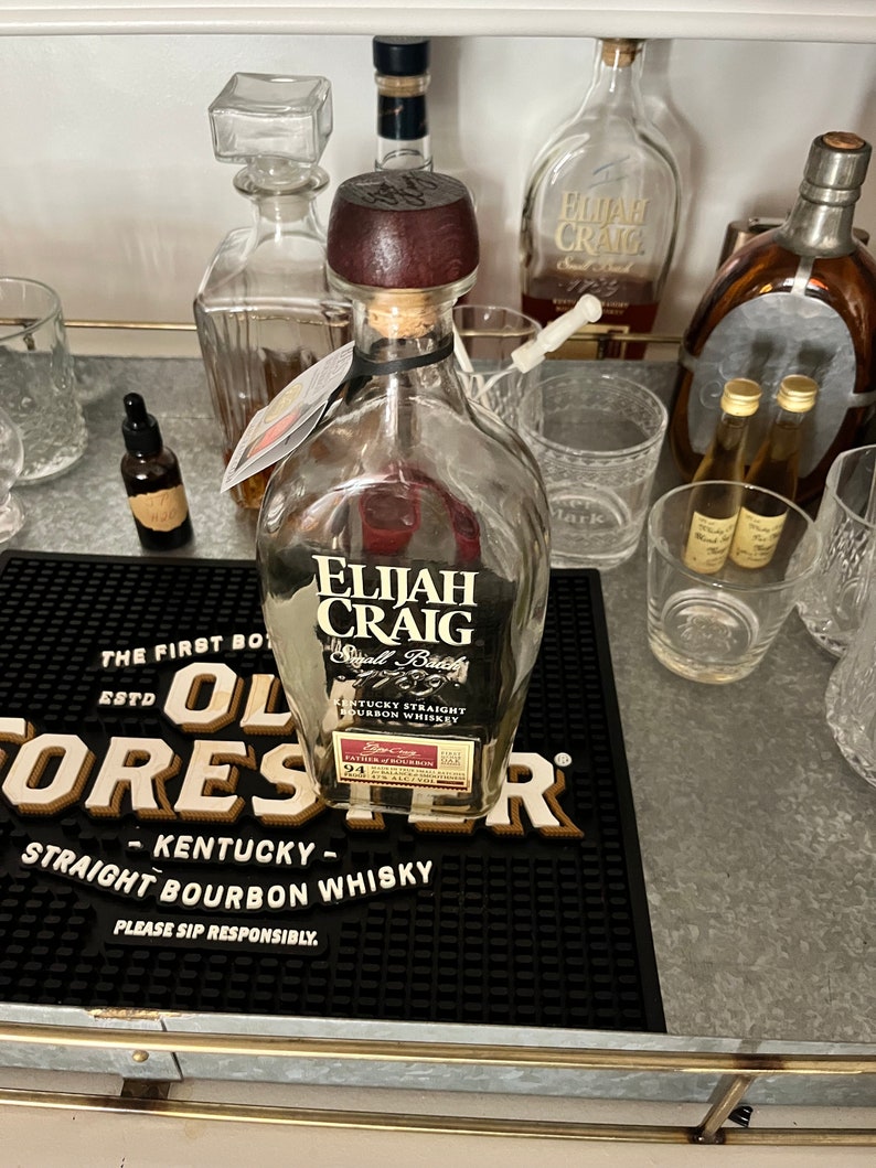 Elijah Craig Bourbon Whiskey Bottle - Upcycled Crafts, Home Bar Decor ...