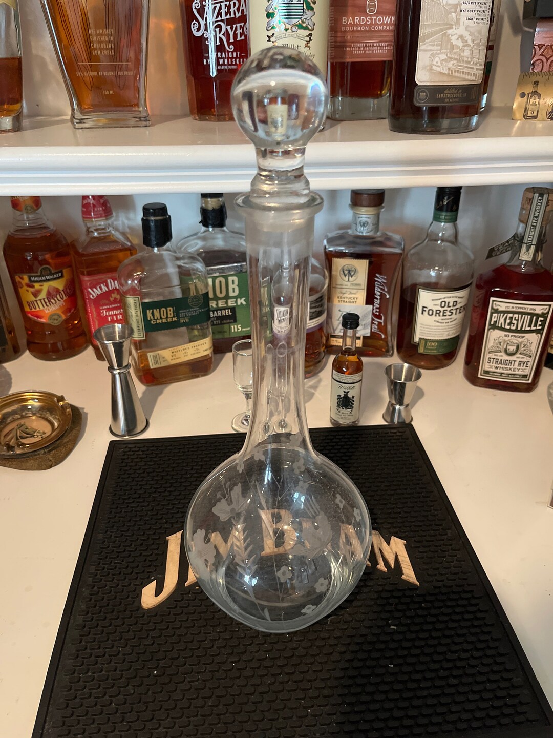 Rare Glass Decanter With Flowers - Etsy
