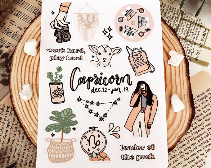 Capricorn Zodiac Stickers Decorative Bullet Journal / Planner Stickers ...