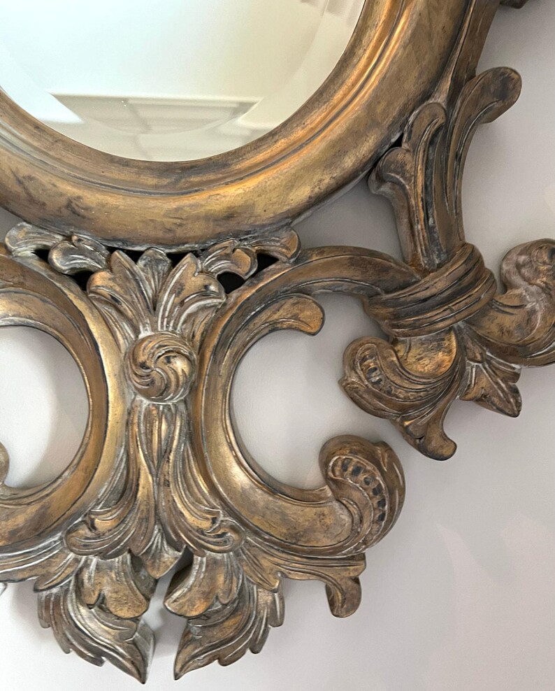 Vintage Beveled Wall Mirror Ornate Carved Gilt Rococo Florentine Frame ...