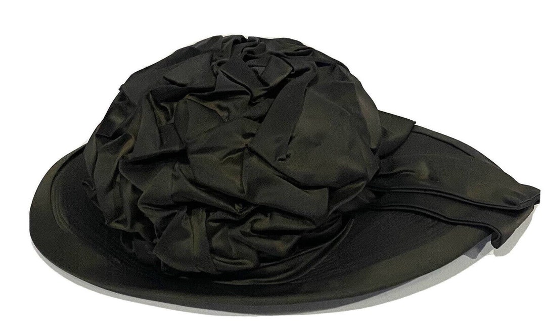 Vintage 1950s Charo Womens Hat Dark Green Satin Bow - Etsy