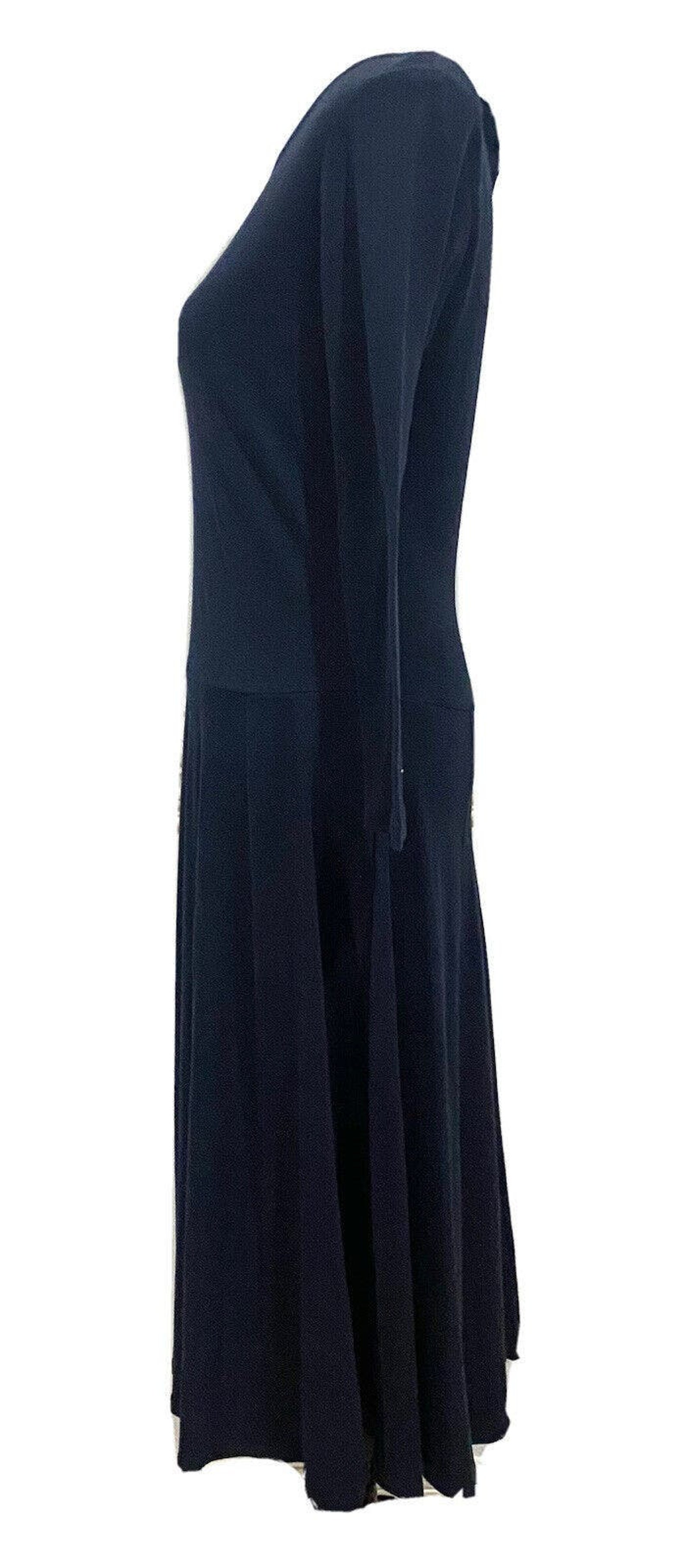 Vintage Lew Magram Dress Black MIDI Long Sleeve Cotton Blend Knit Sz L ...