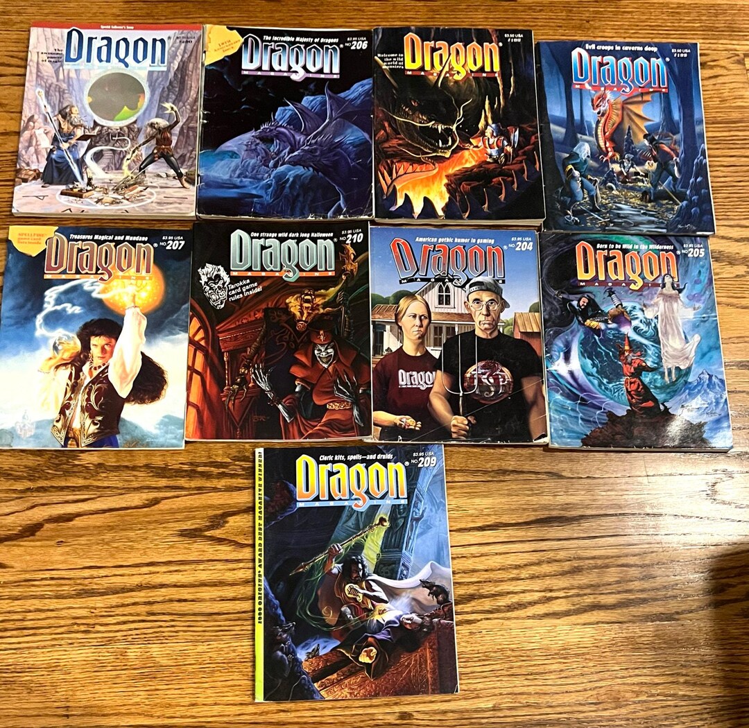 Vintage Dragon Magazine Lot 9 TSR D&D RPG #193 199 200 204 205 206 207 ...