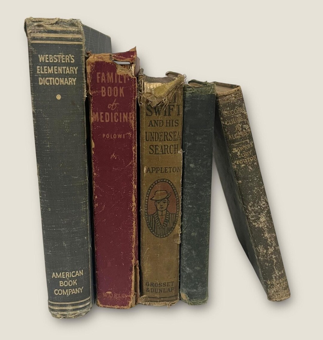 Lot (5) Vintage Early 1900’s Books Distressed Home Decor Old Staging ...