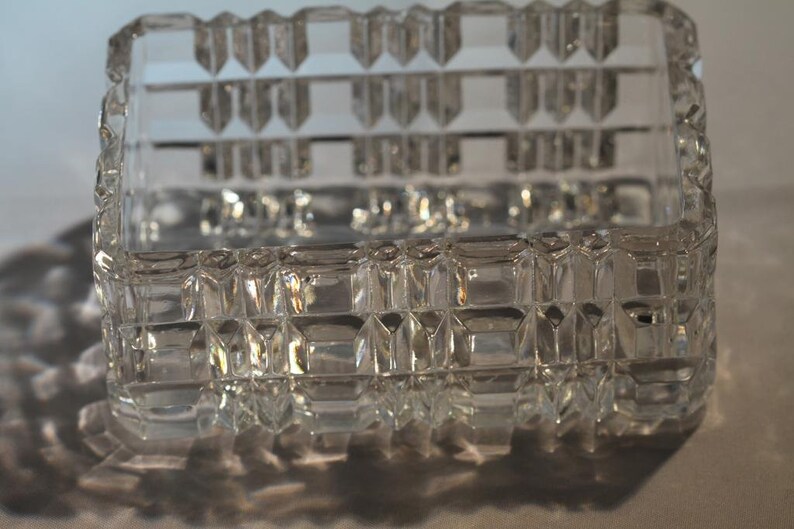 Vintage Pressed Glass Trinket Box - Etsy