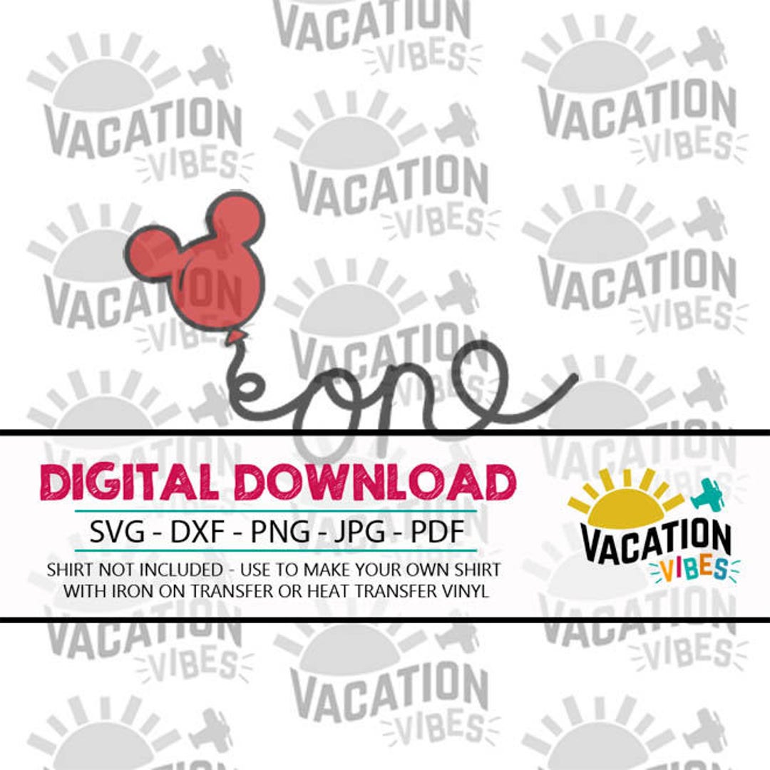 One 1 Disney Balloon Svg Disneyland Party Mickey Mouse Printable Iron ...