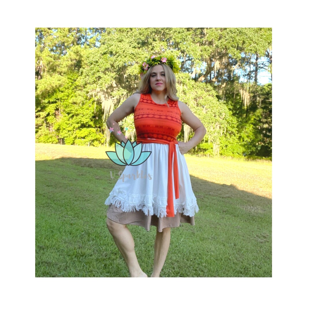 Moana Inspired Dress, Moana Inspired Costume, Moana Crown and Necklace ...