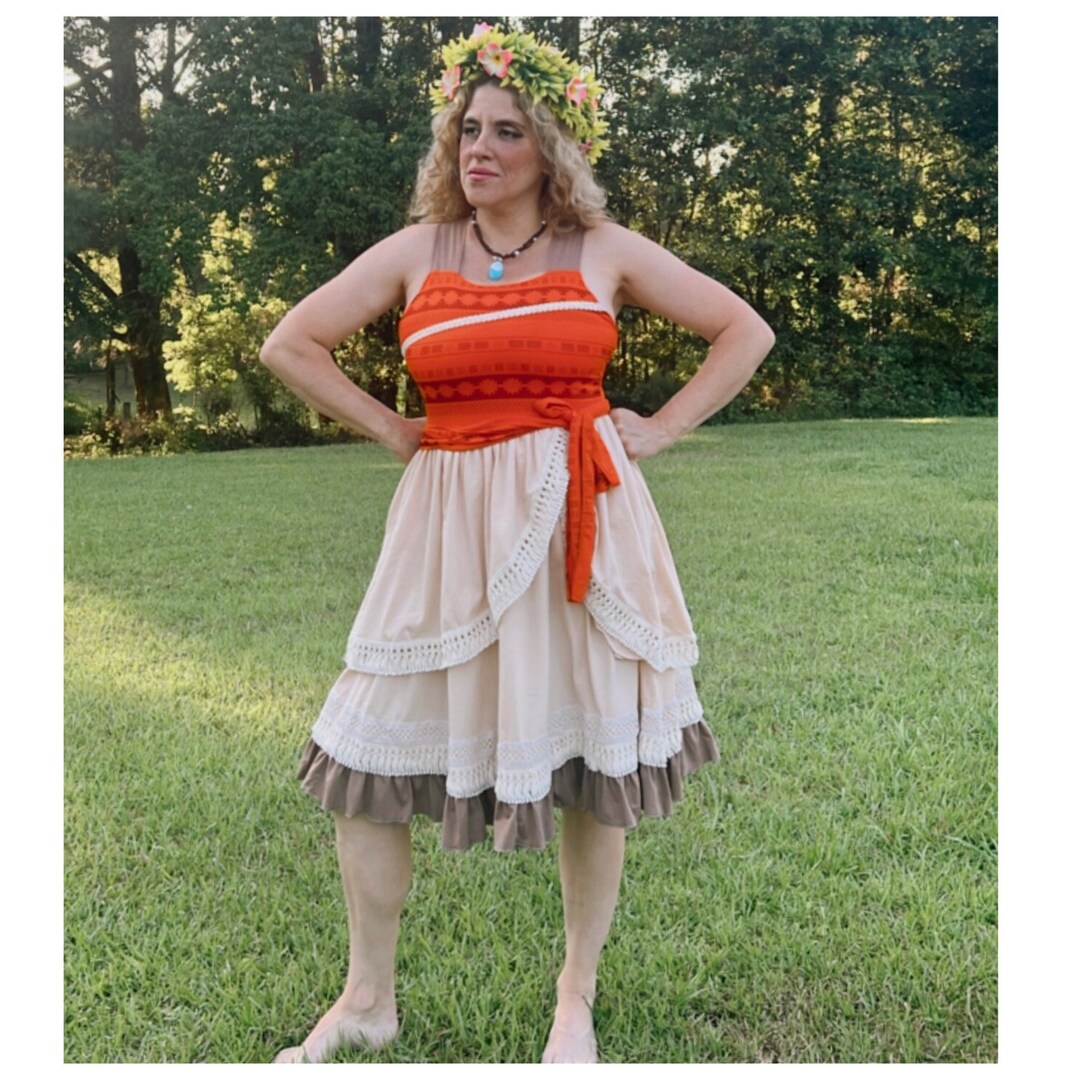 Moana Dress, Moana Inspired Costume, Moana Crown and Necklace, Gift for ...