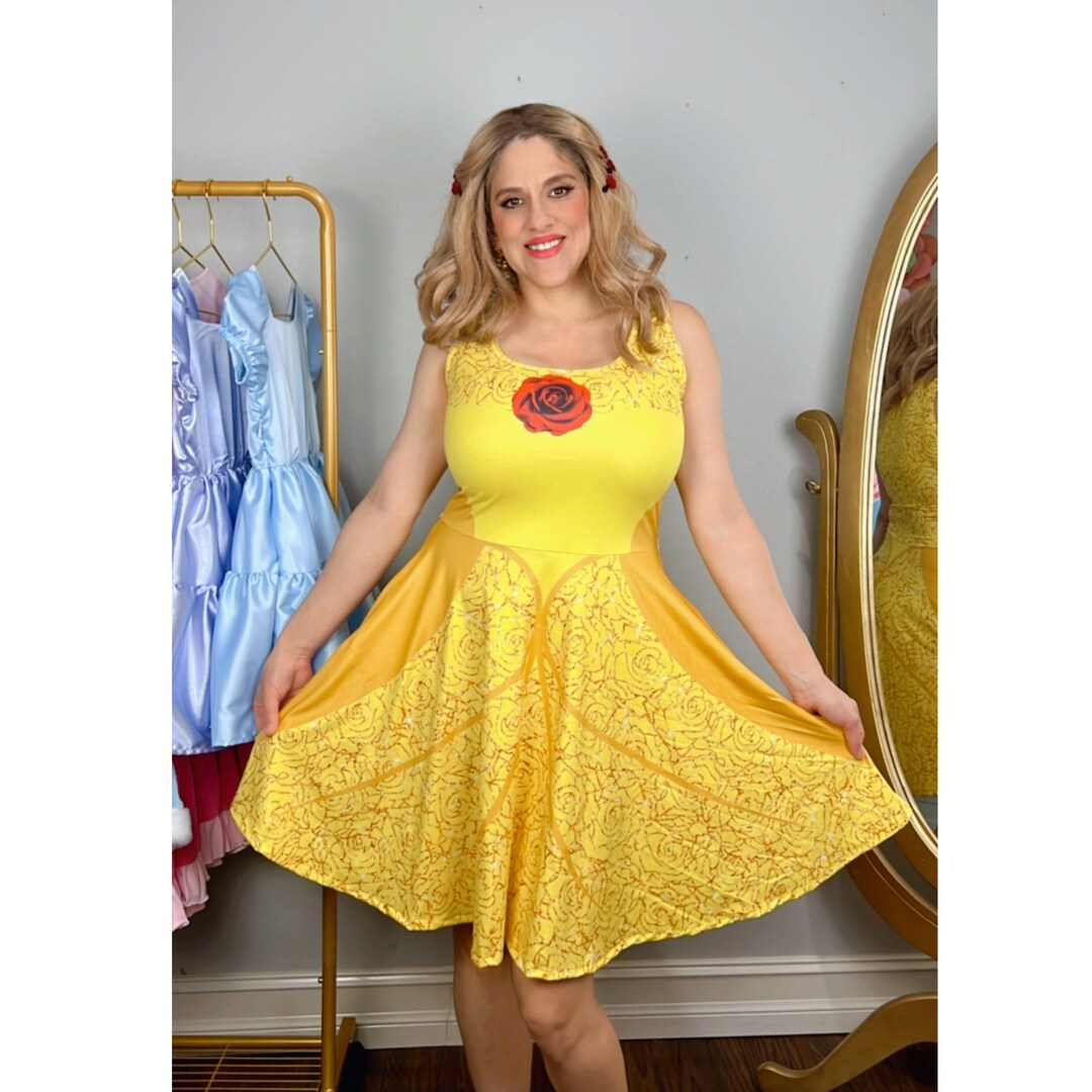 Belle Inspired Skater Dress, Belle Yellow Dress With Pockets, Belle ...