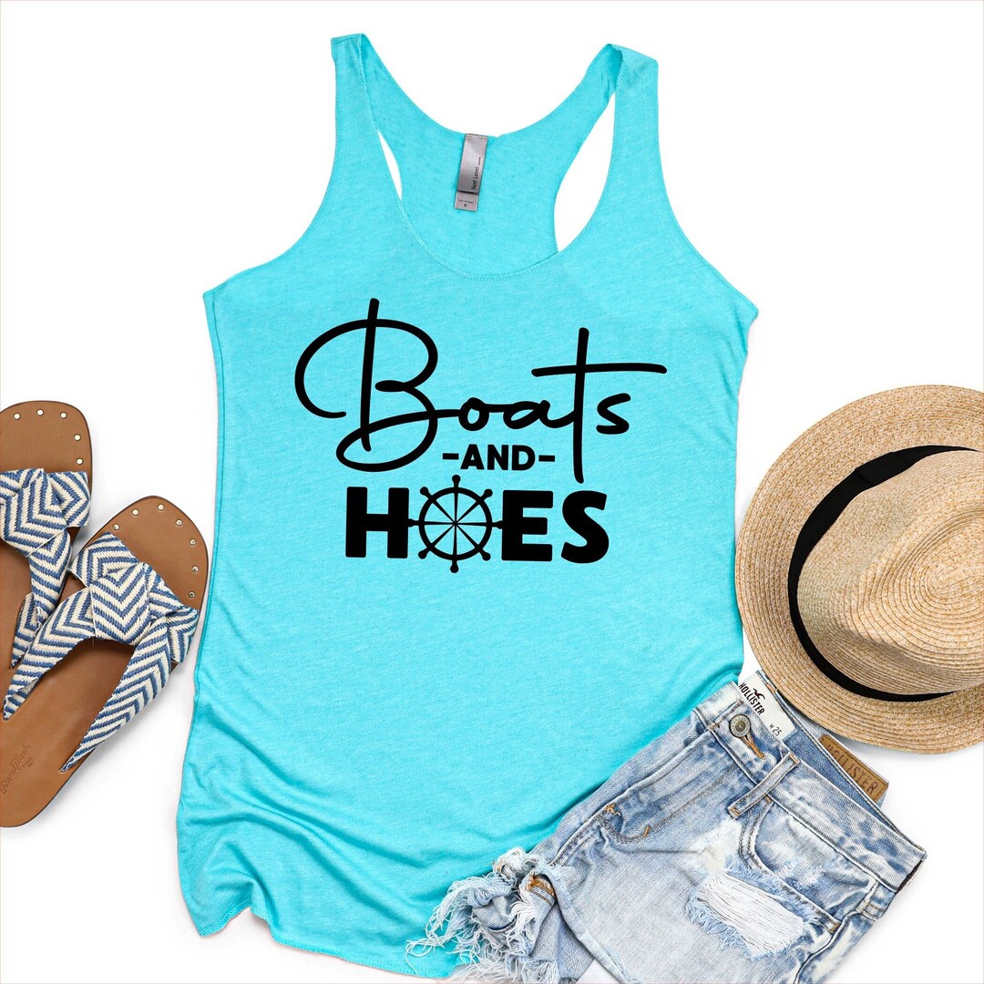 Boats and Hoes Funny Tank Tops for Women, Graphic Racerback Beach Tanks ...