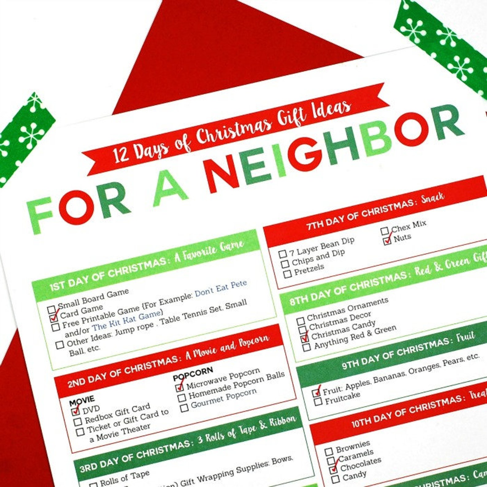 Christmas Countdown, 12 Days of Christmas, Neighbor Gift, Digital ...