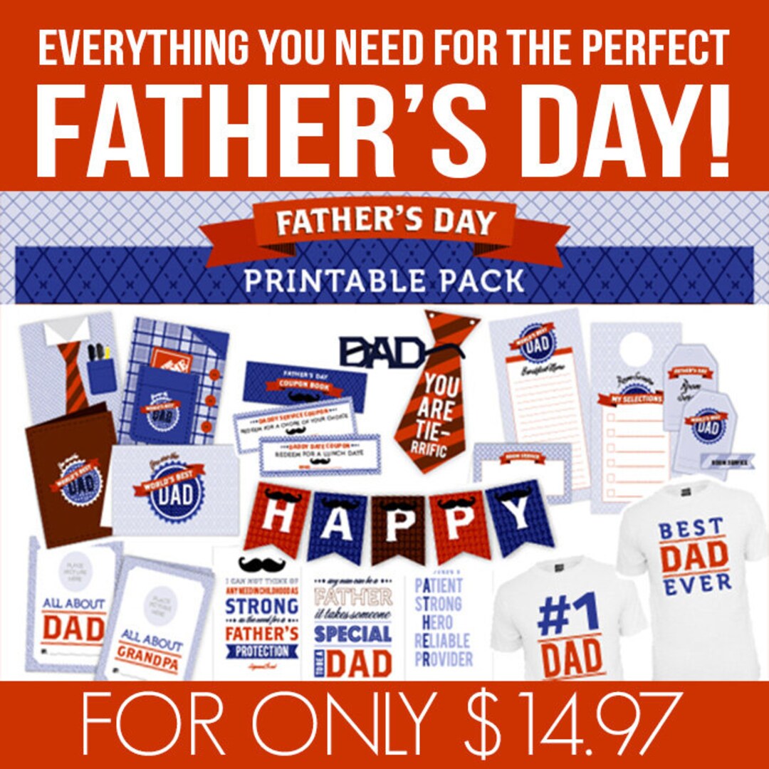 Father's Day Printable Party Pack, Digital Product, for Him, for Dad ...