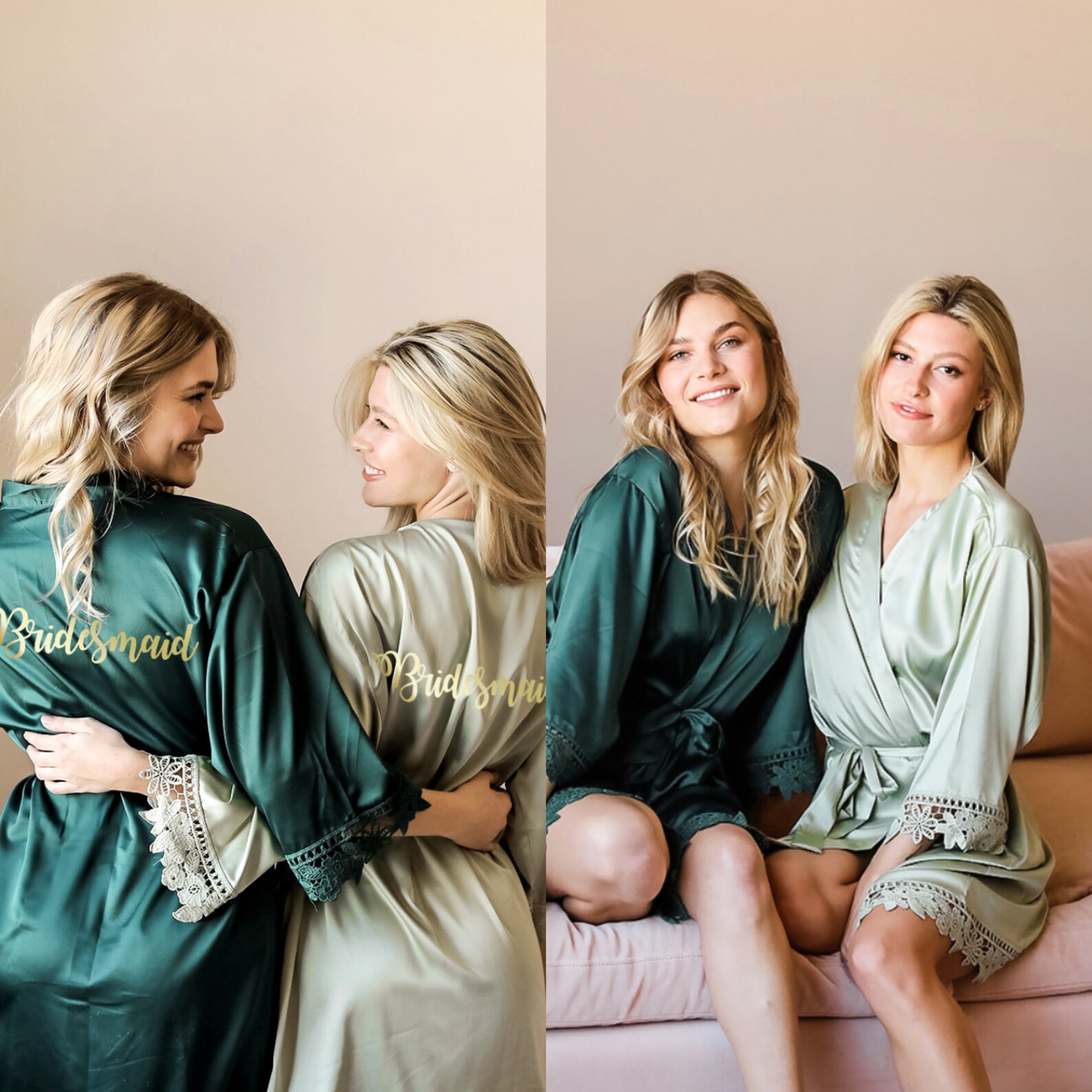 Silk Bridesmaid Robe Gifts White Lace Bridal Robe for Wedding - Etsy