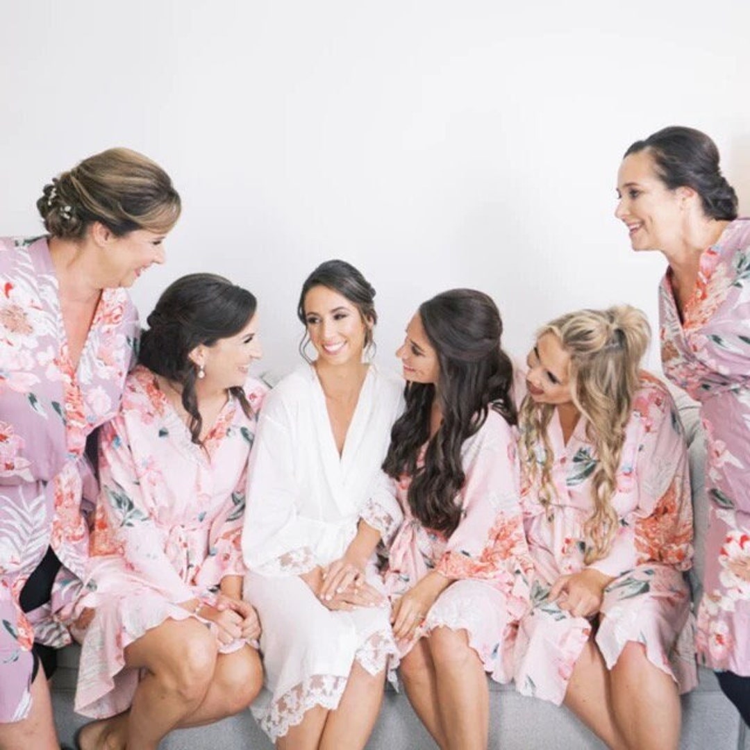 Personalized Ruffle Floral Wedding Robe Custom Bridal Shower Party ...