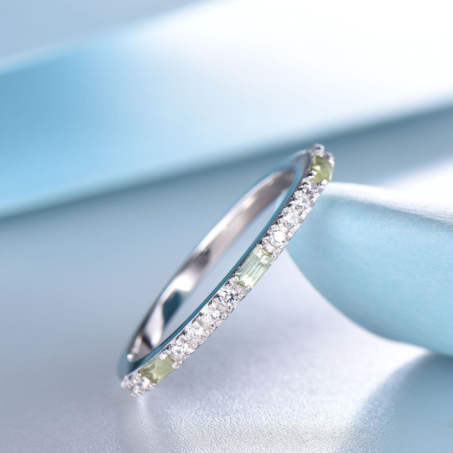 Peridot Ring Peridot Diamond Band August Birthstone Ring - Etsy