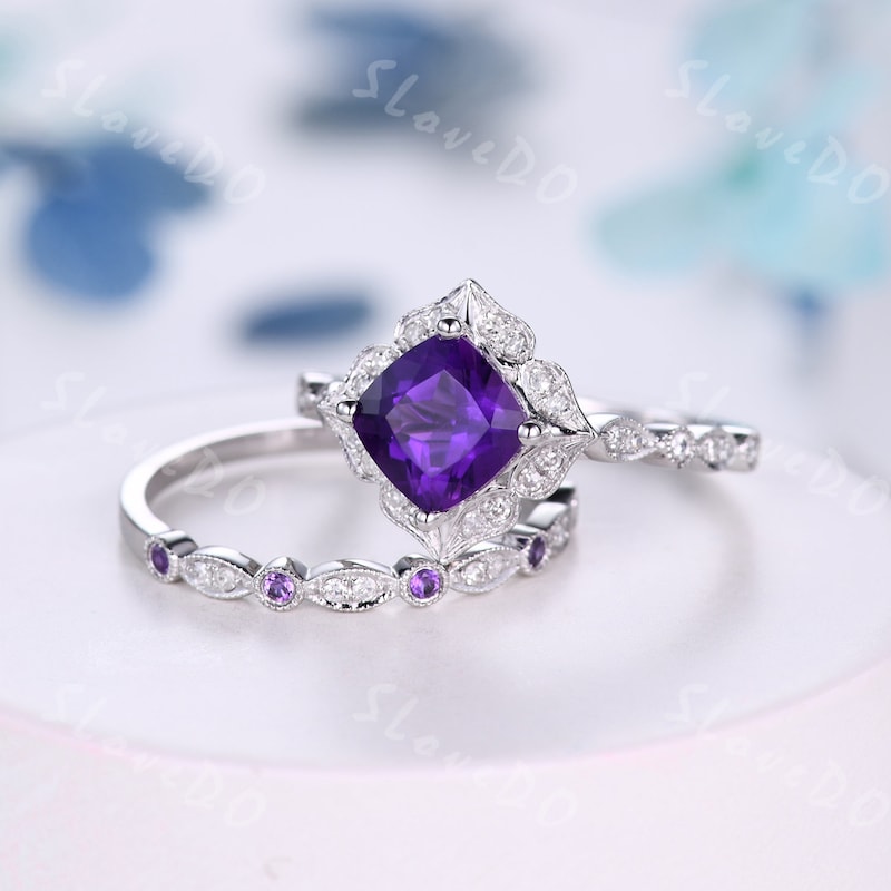 Amethyst Engagement Ring - Etsy